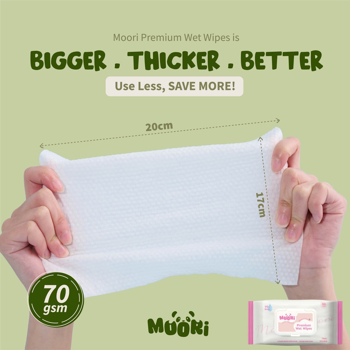[CARTON SIZE] Premium Wet Wipes - Organic Formula (80’s x 12) – Moori Care